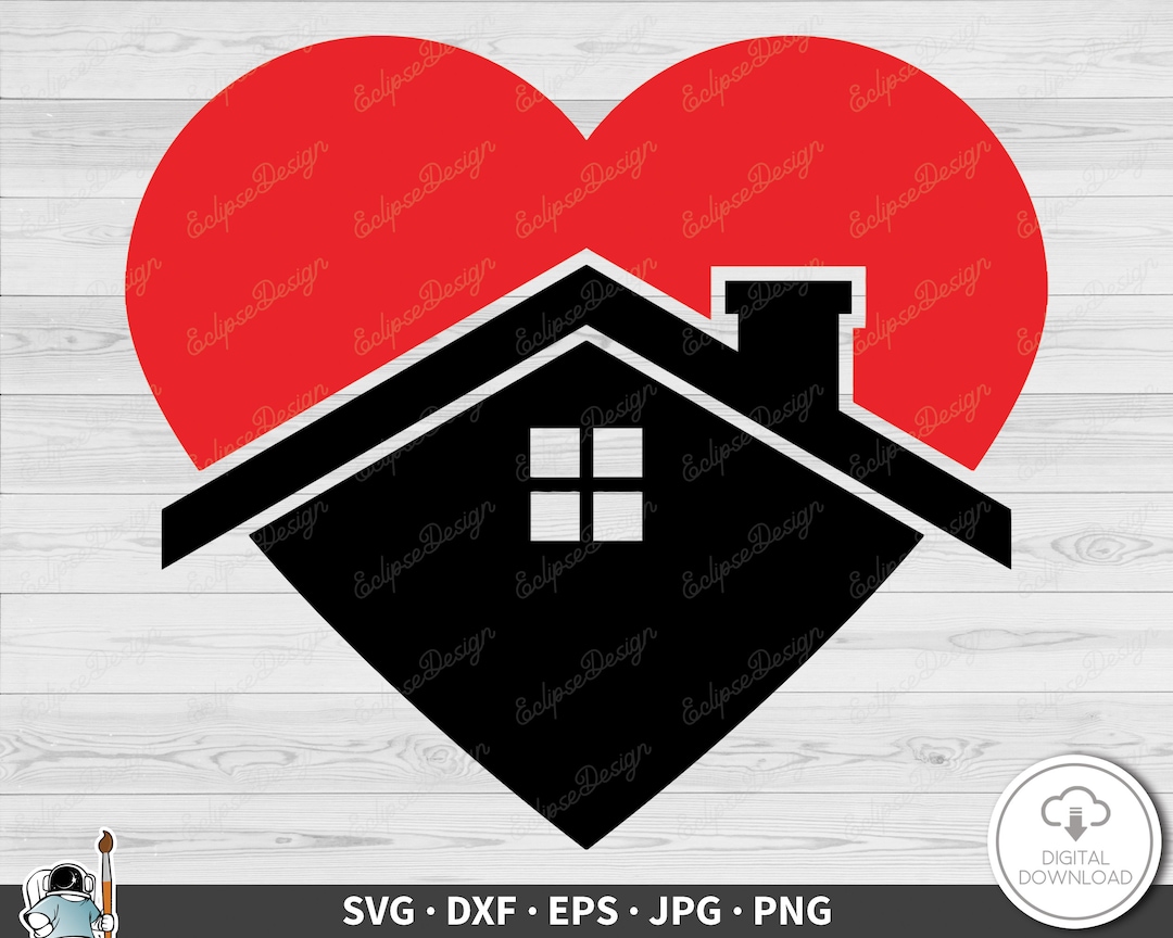 House Heart Property Real Estate SVG Clip Art Cut File Silhouette ...
