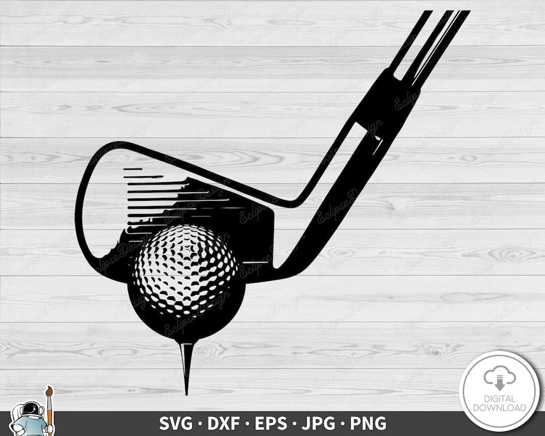 Golf Club and Ball SVG Clip Art Cut File Silhouette Instant Digital ...