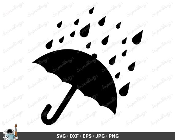 Umbrella Outline With Raindrops