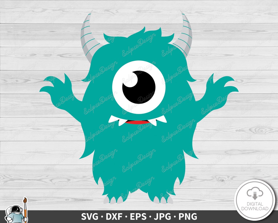 Cute Monster SVG Clip Art Cut File Silhouette Instant Digital Download ...