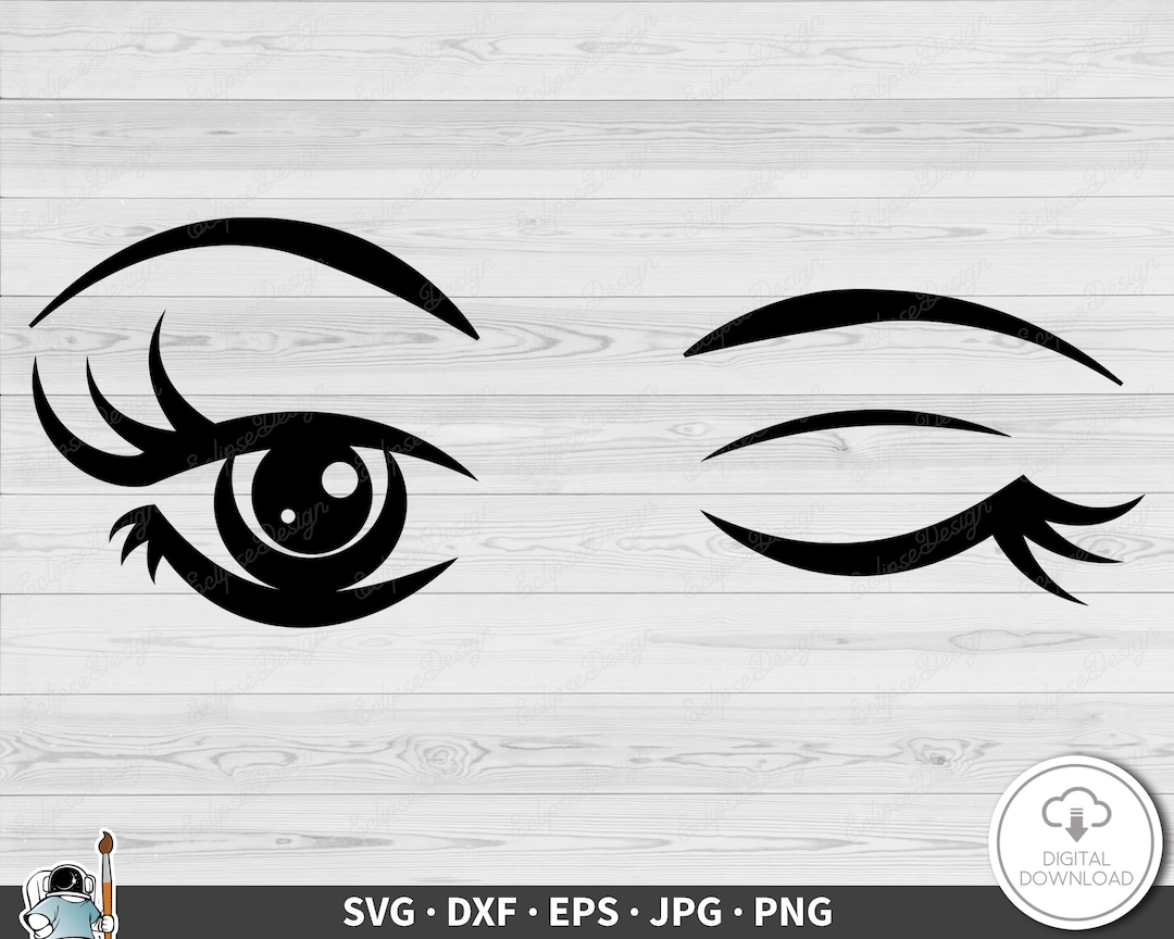 Winking Eye With Eyelashes SVG Clip Art Cut File Silhouette Instant ...