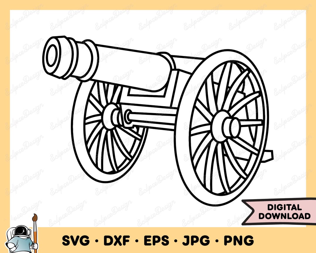 Cannon War Battle SVG Cannon Clip Art Cannon SVG Cut File Silhouette ...