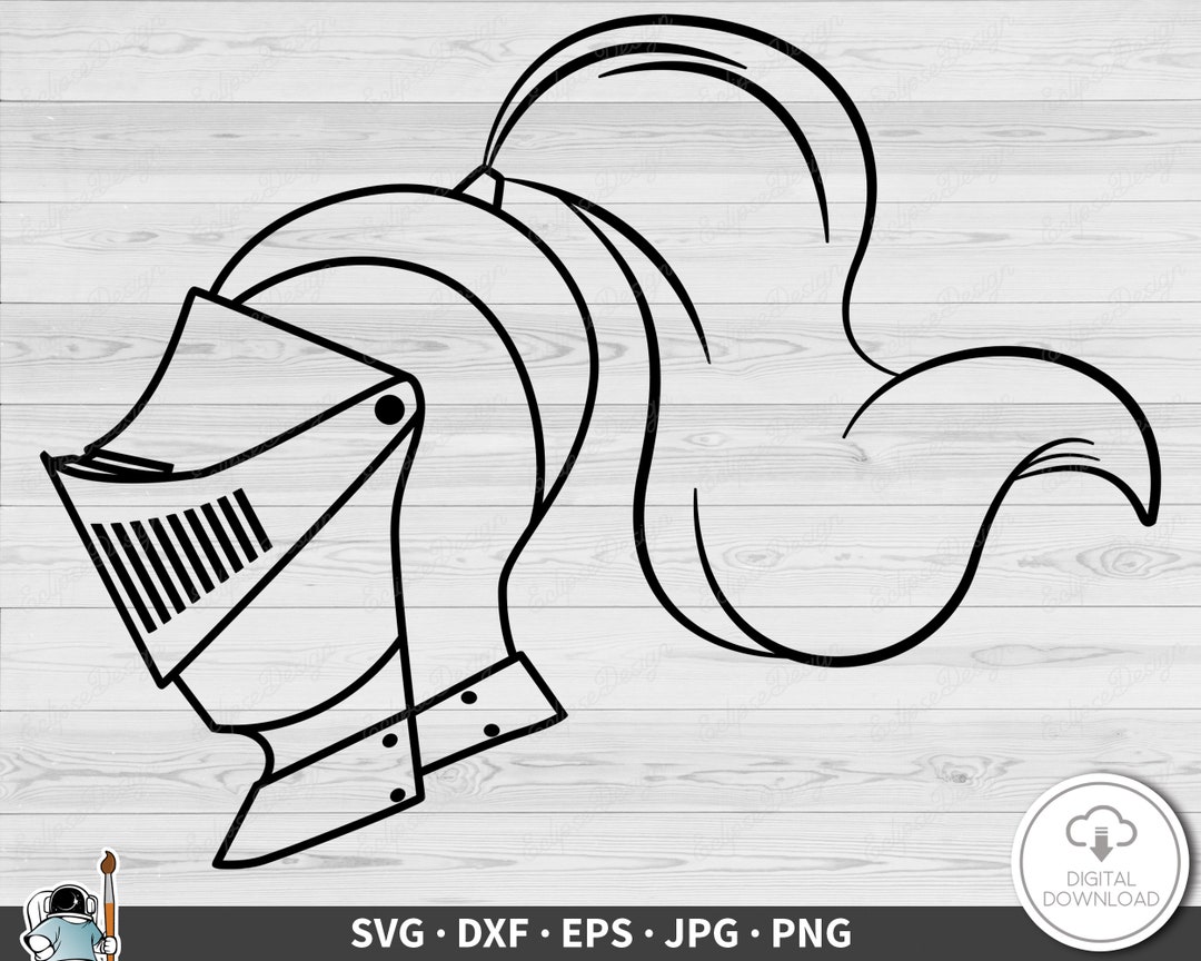 Medieval Knight Helmet SVG Clip Art Cut File Silhouette Instant Digital ...