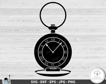 Pocket Watch Outline SVG, Pocket Watch Svg, Watch Svg, Pocket Watch ...