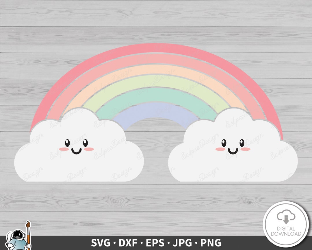 Rainbow Clouds SVG Clip Art Cut File Silhouette Instant Digital ...