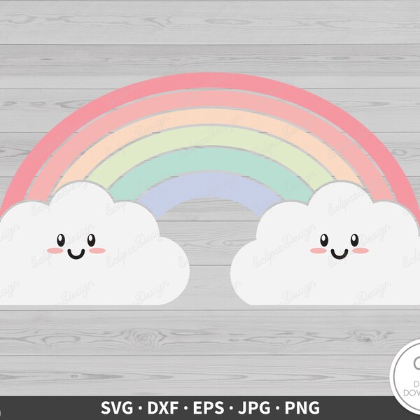 Rainbow Clouds Svg - Etsy