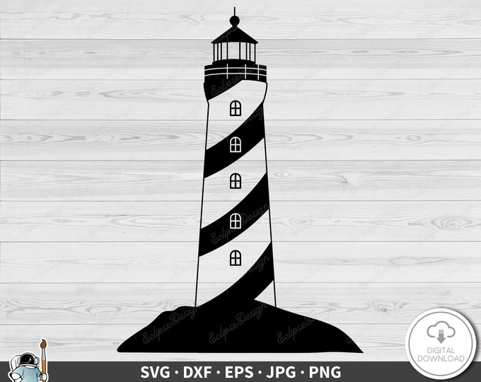 Lighthouse Vector Art, Svg, Ai, Eps, Png, Dxf Files, Digital Download ...