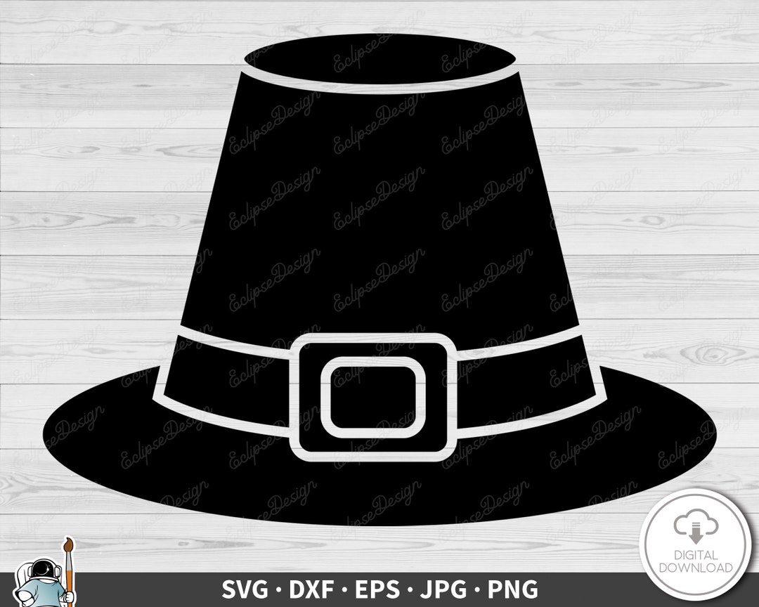 Pilgrim Hat SVG Clip Art Cut File Silhouette Instant Digital Download ...