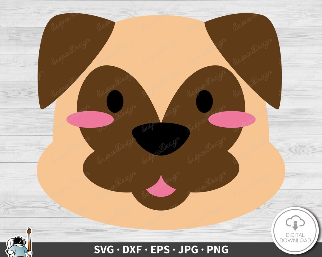 Pug Face SVG Clip Art Cut File Silhouette dxf eps png jpg - Etsy México