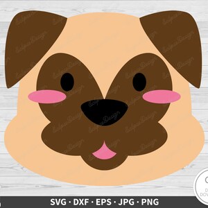 Pug Face SVG Clip Art Cut File Silhouette dxf eps png jpg - Etsy México
