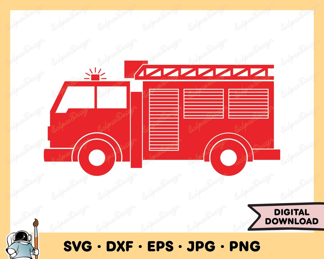 Fire Truck SVG Fire Engine SVG Firefighter Clip Art Cut File Silhouette ...