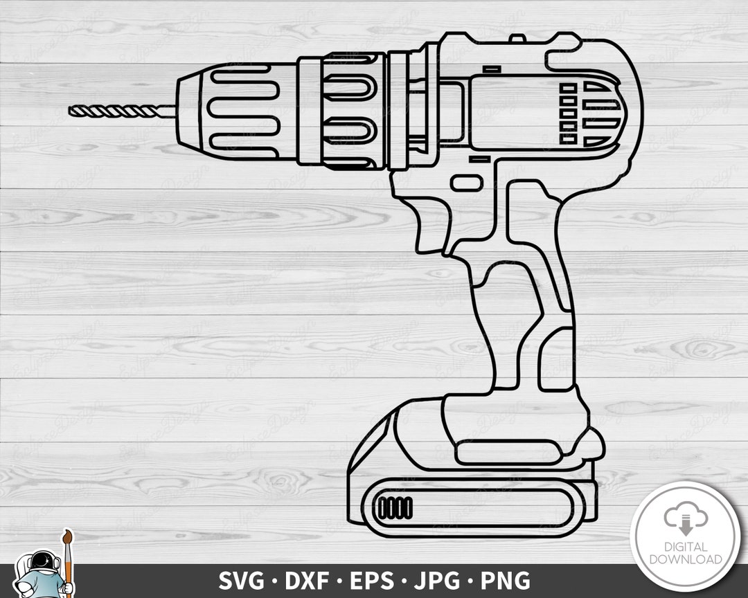 Drill Tool SVG Clip Art Cut File Silhouette dxf eps png jpg Instant ...