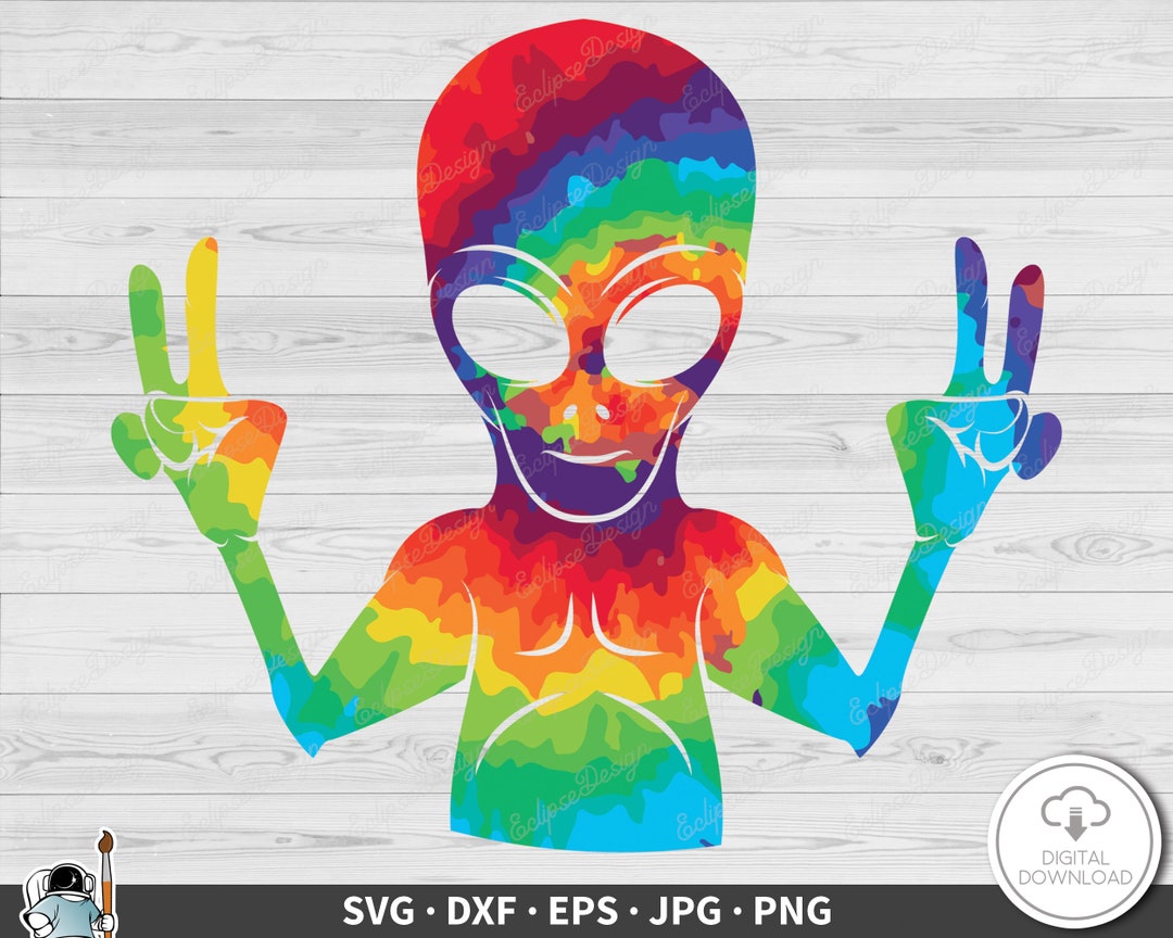 Tie Dye Alien SVG Clip Art Cut File Silhouette Instant Digital Download ...