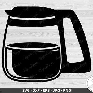 Coffee Pot SVG Clip Art Cut File Silhouette Dxf Eps Png Jpg Instant ...