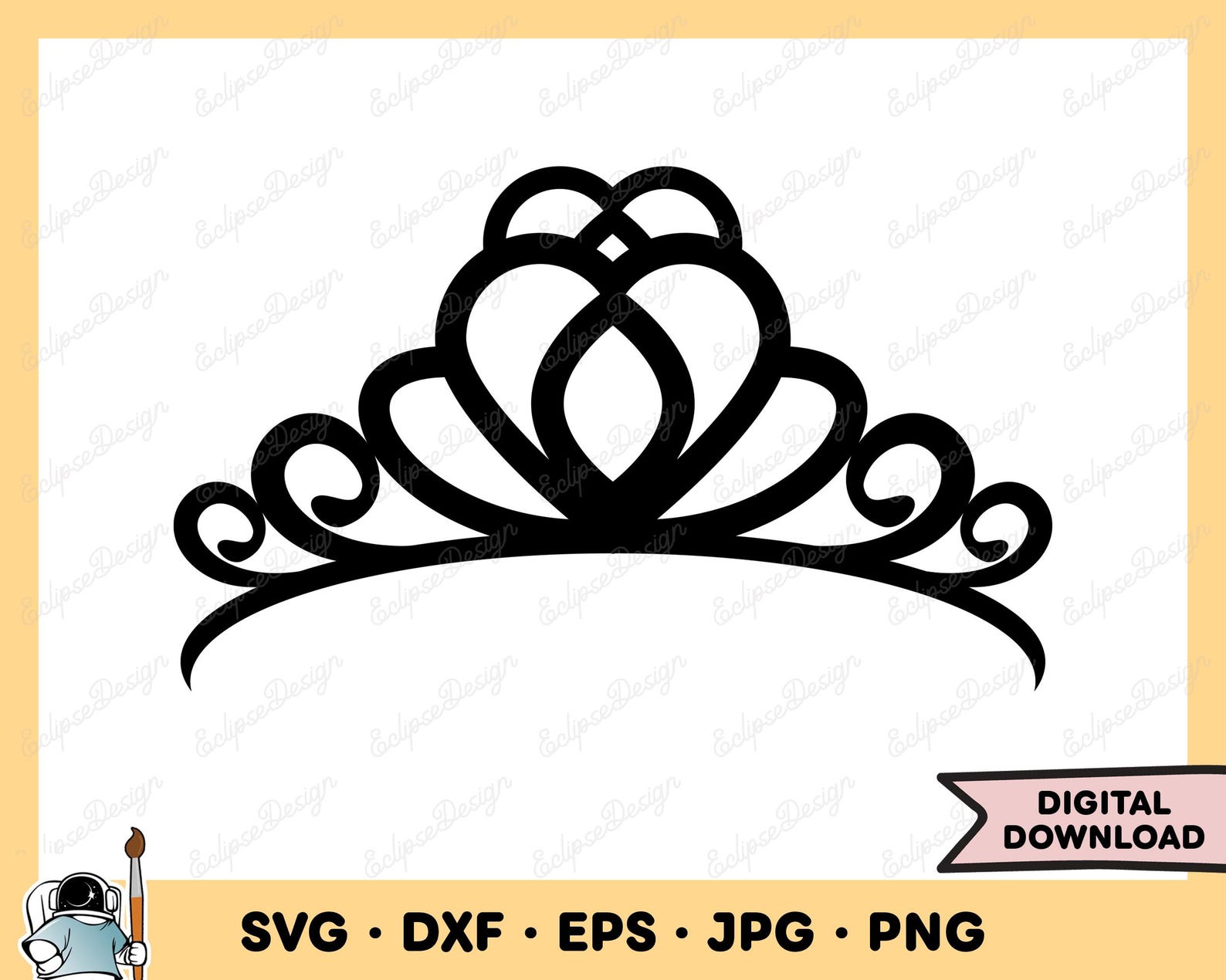 Princess Tiara SVG Tiara PNG Tiara Clip Art Cut File Silhouette Instant ...