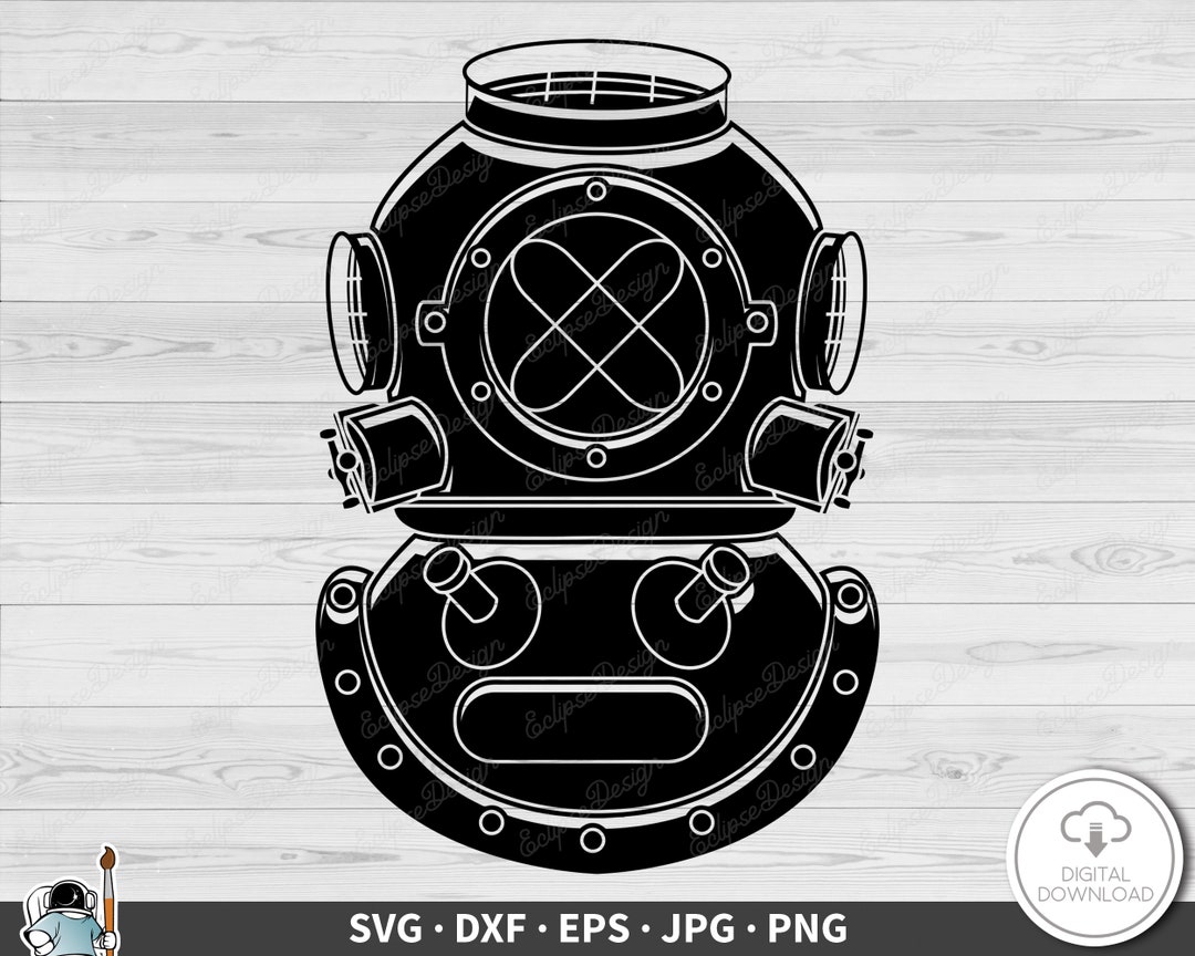 Diving Helmet SVG Clip Art Cut File Silhouette Dxf Eps Png Jpg Instant ...