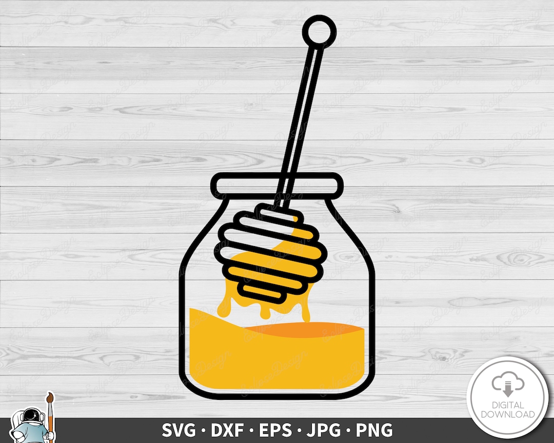 Honey Jar SVG Clip Art Cut File Silhouette Instant Digital Download Dxf ...
