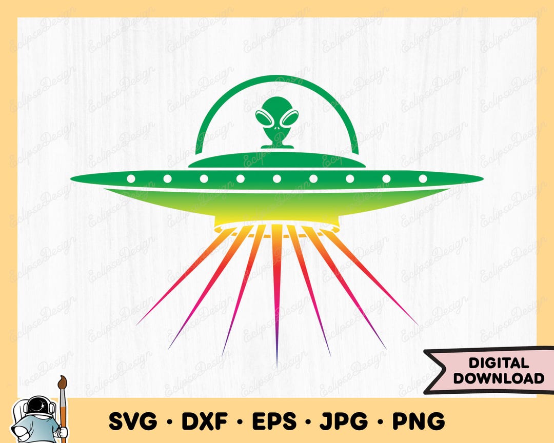 Alien UFO SVG UFO Clip Art Cut File Alien Silhouette Instant Digital ...