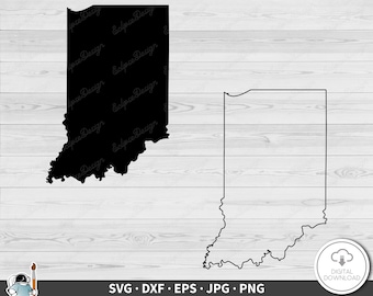 Indiana SVG PNG DXF Floral State Instant Download Silhouette - Etsy