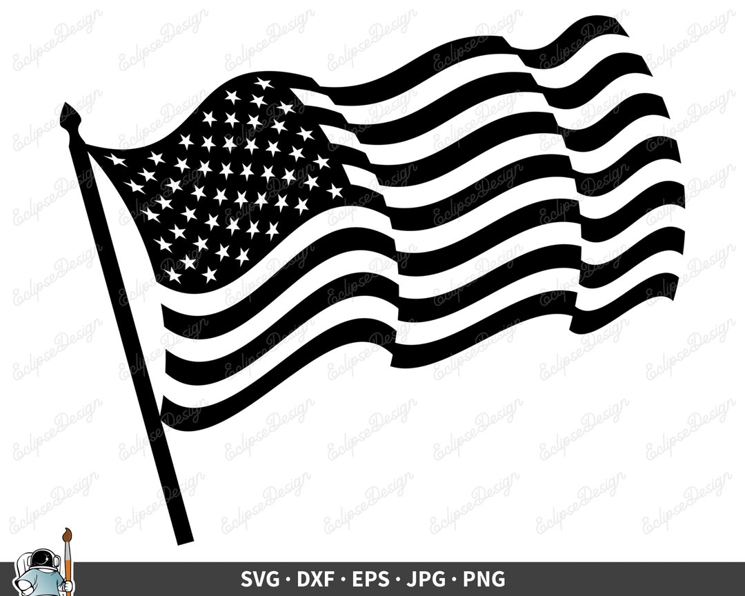 USA Waving Flag SVG America Clip Art Cut File Silhouette Dxf - Etsy