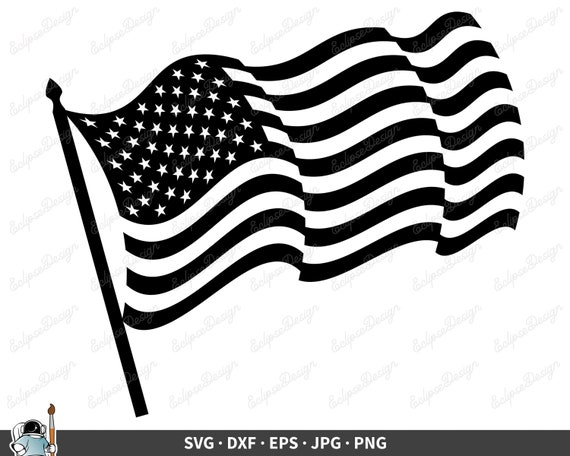 American Flag Wave Vector Clipart