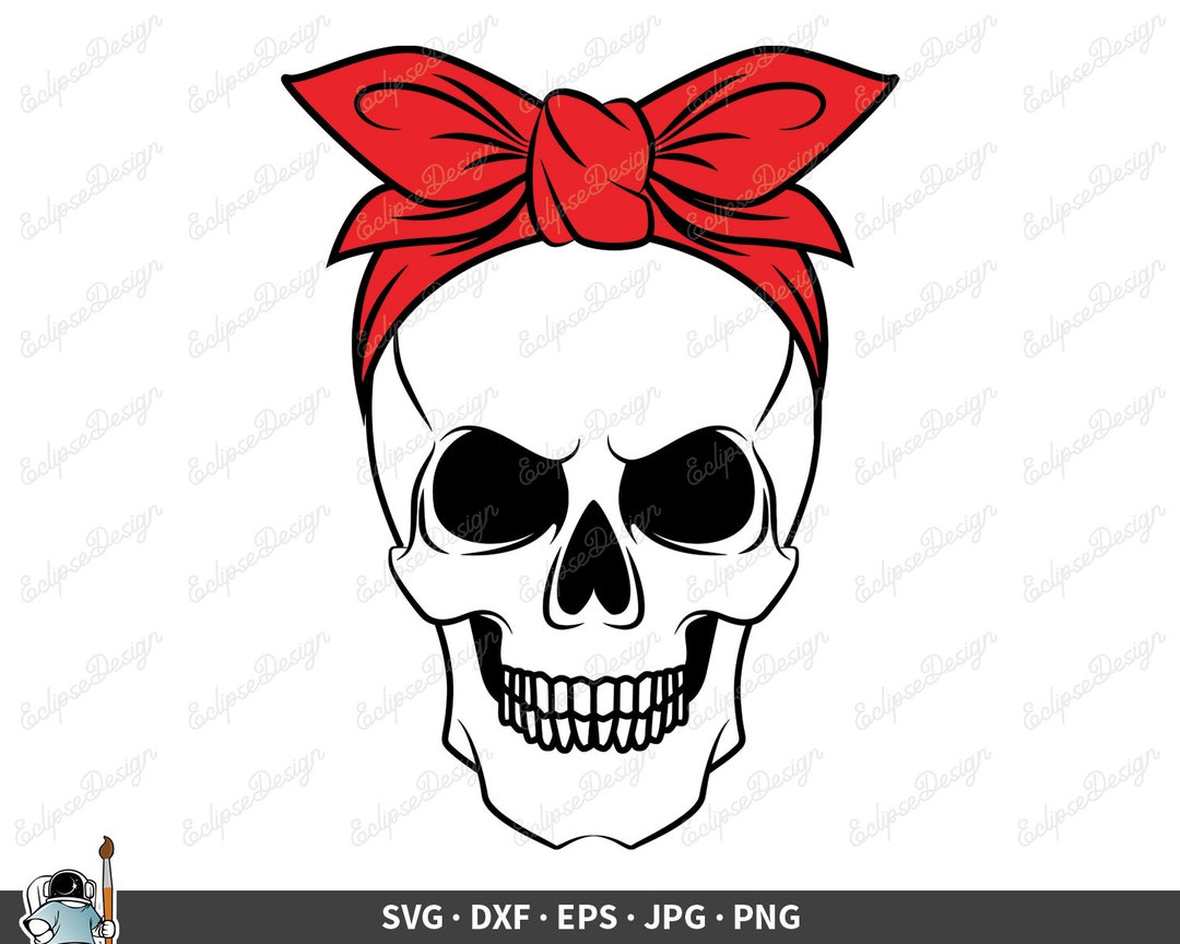 Bandana Skull SVG Clip Art Cut File Silhouette Dxf Eps Png - Etsy