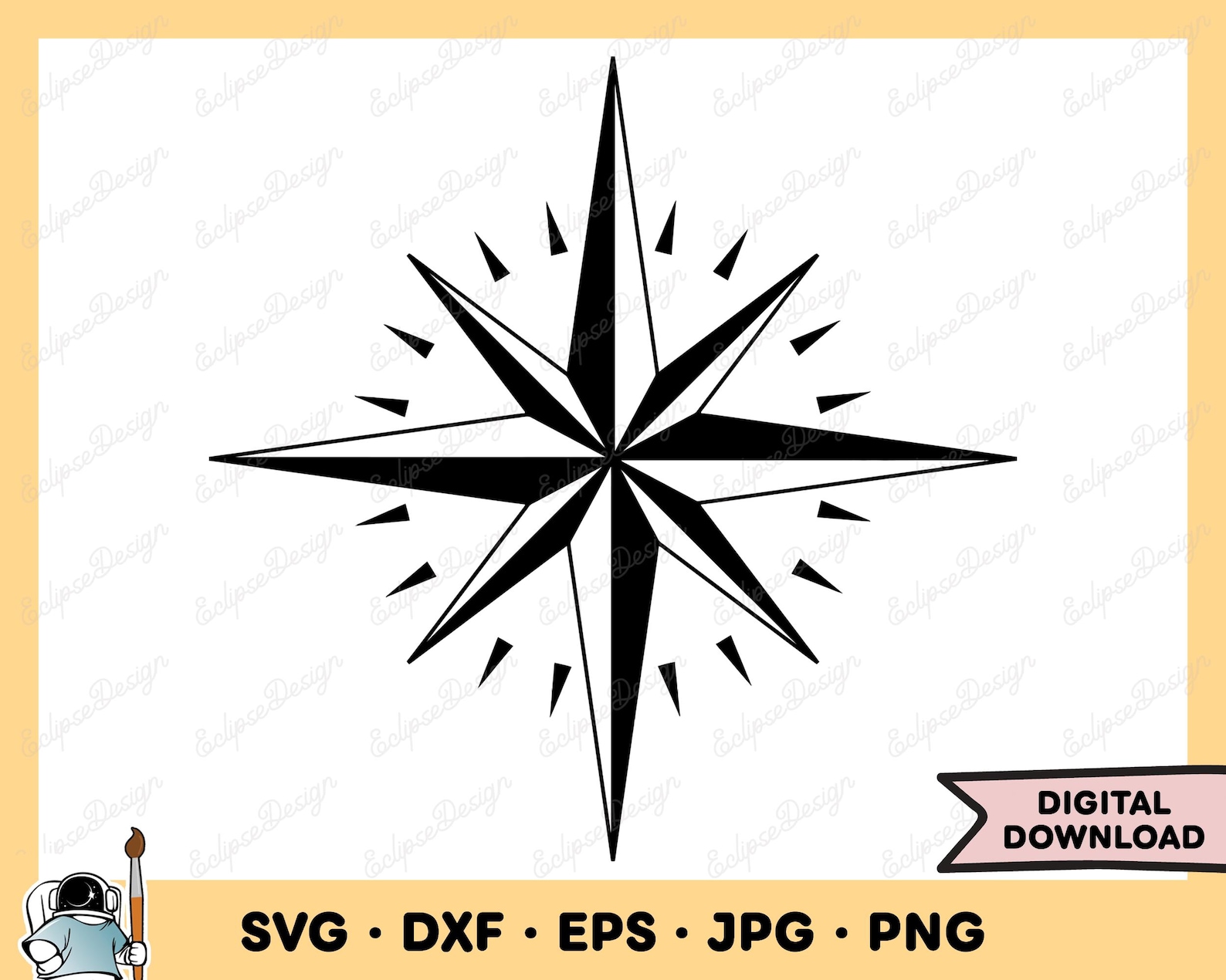 Compass Rose Icon SVG Compass Rose Clip Art Compass Rose SVG Cut File ...