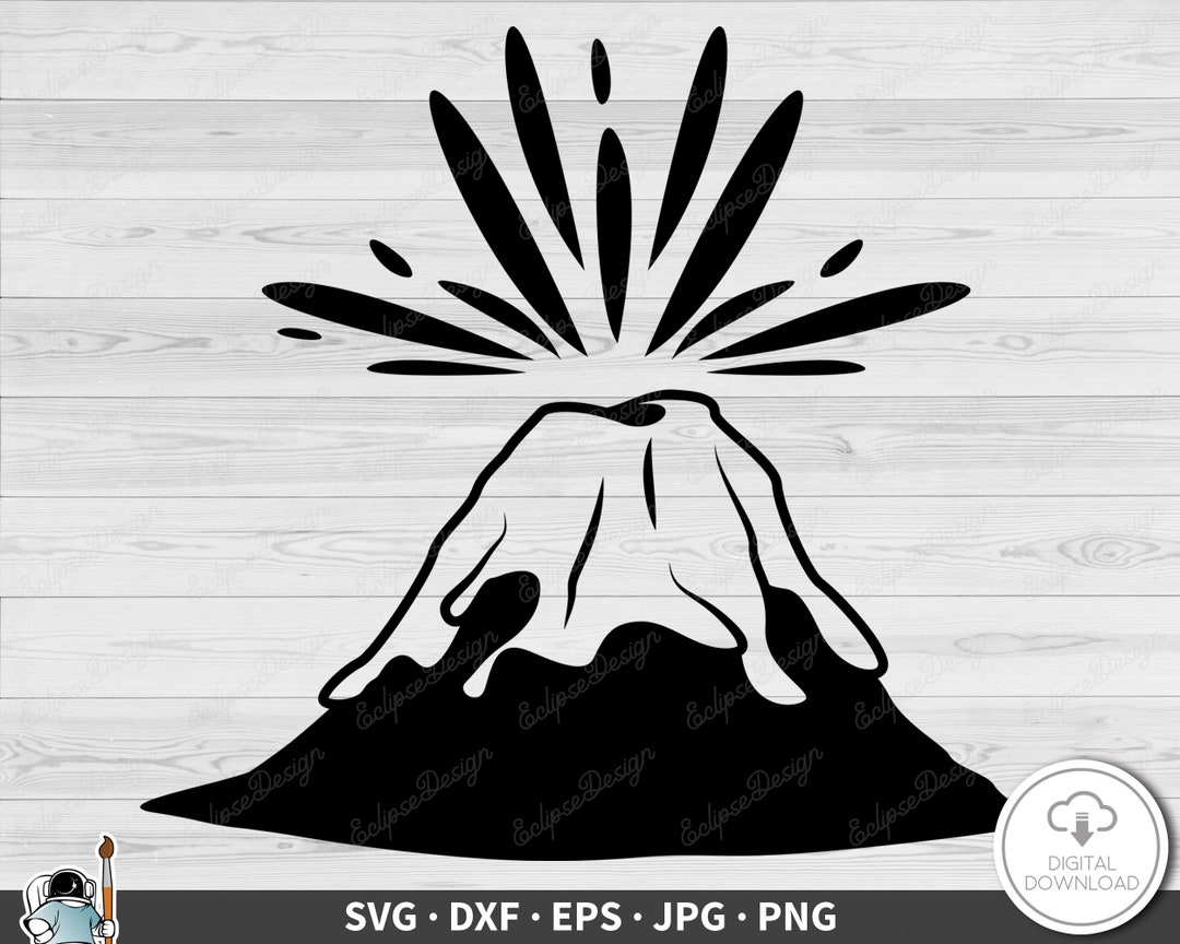 Volcano SVG Volcanic Eruption Clip Art Cut File Silhouette Instant ...