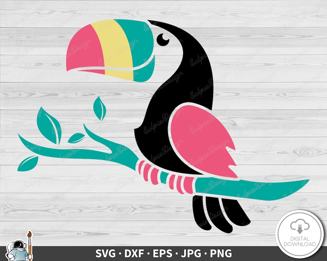 Toucan SVG Tropical Bird Clip Art Cut File Silhouette Instant Digital ...