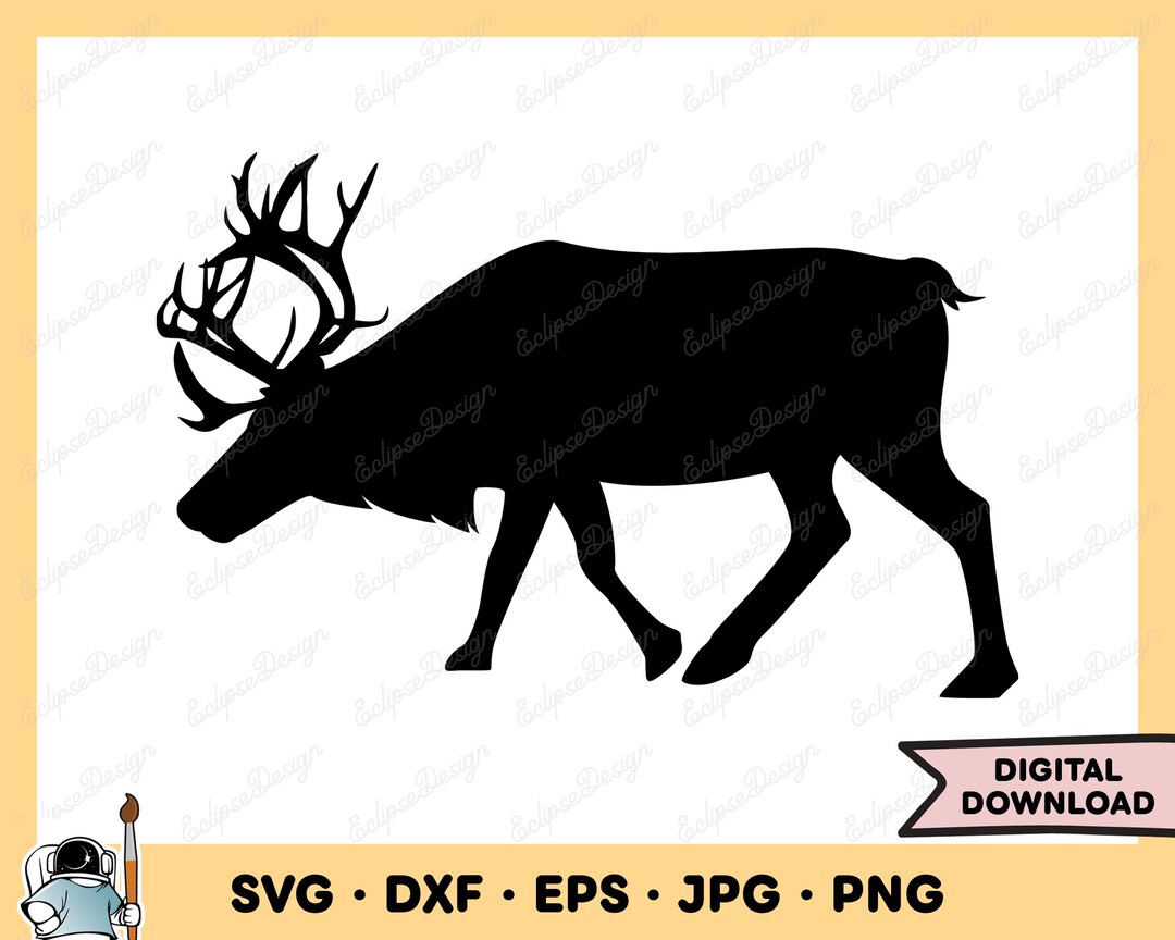 Caribou SVG Reindeer Clip Art Caribou Cut File Caribou Silhouette ...