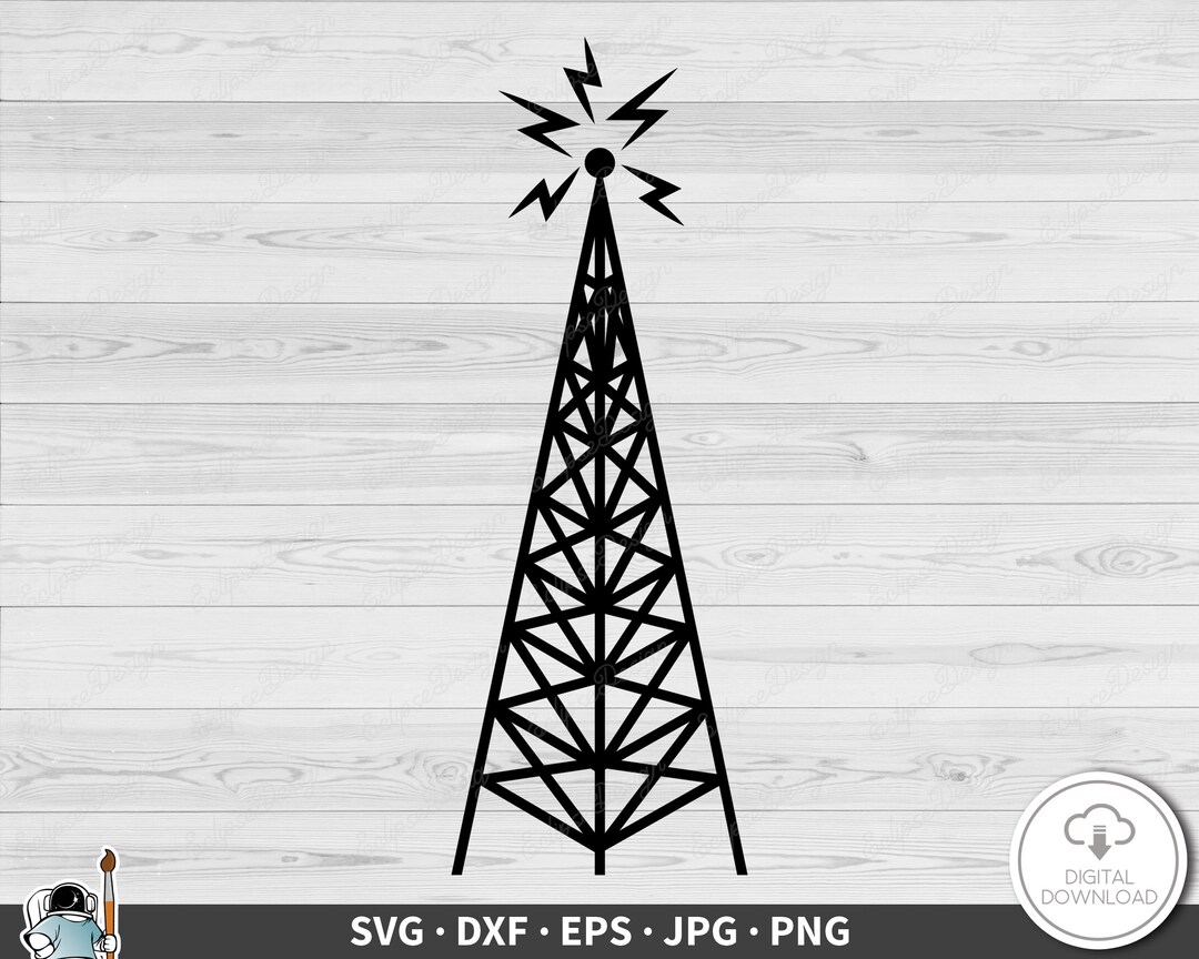 Cellphone Tower SVG Clip Art Cut File Silhouette Instant Digital ...