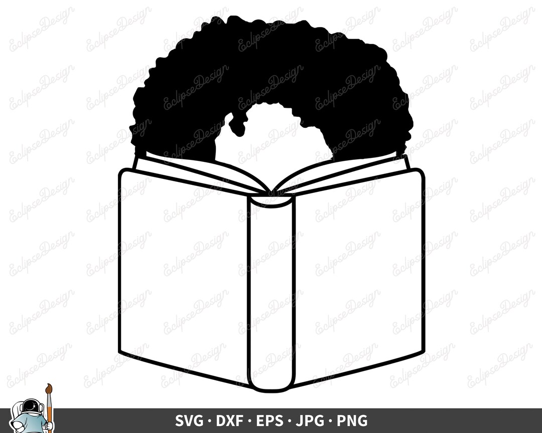 Girl With Book SVG Girl With Afro Reader Clip Art Vector - Etsy