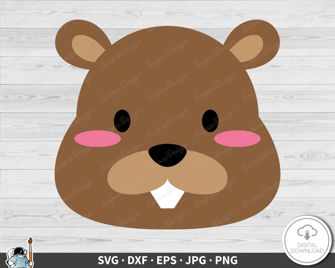 Beaver Face SVG Clip Art Cut File Silhouette Dxf Eps Png Jpg Instant ...