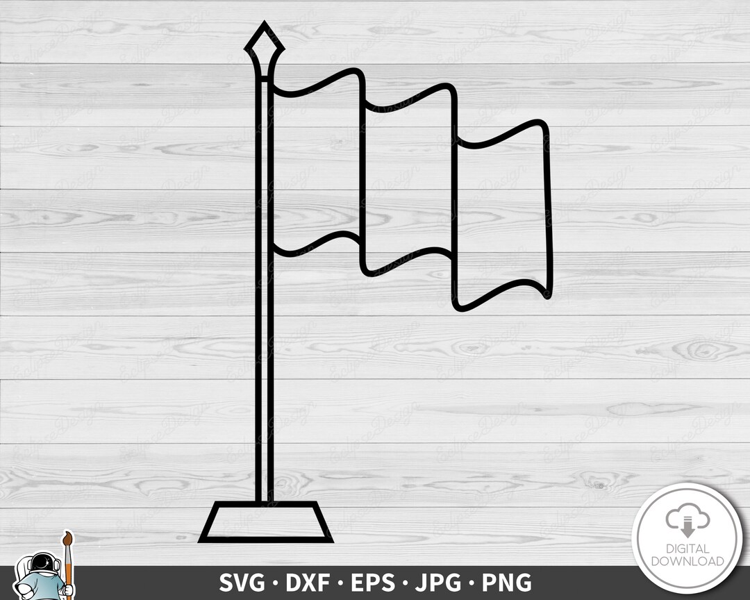 Waving Flag SVG Clip Art Cut File Silhouette Dxf Eps Png Jpg Instant ...