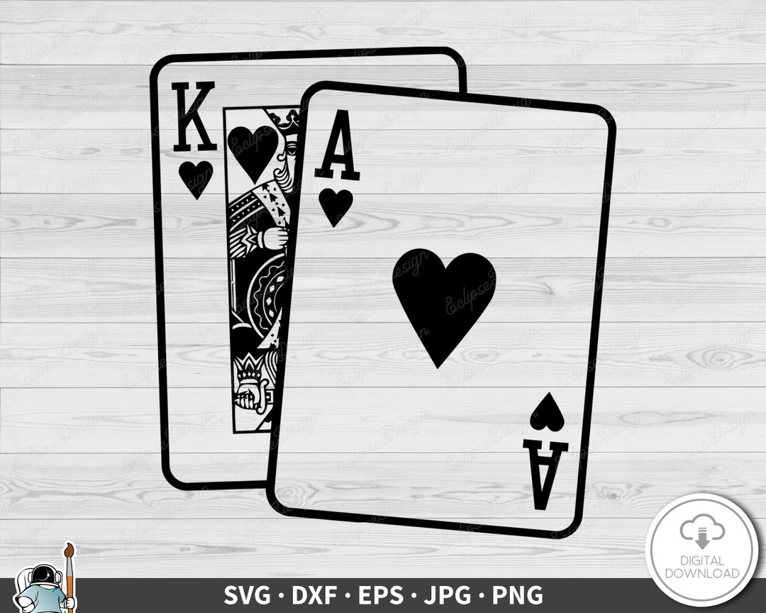 Ace King of Hearts Playing Cards SVG Clip Art Cut File Silhouette Dxf ...