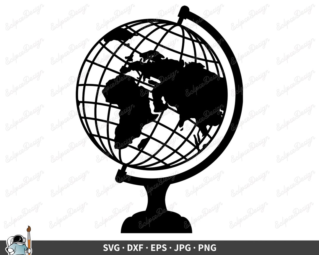 Globe World SVG Clip Art Cut File Silhouette Dxf Eps Png Jpg - Etsy