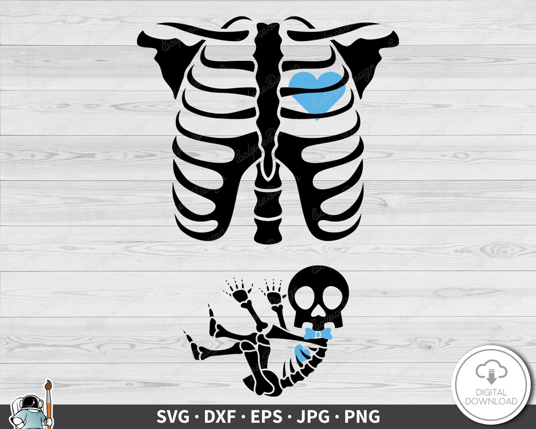 Skeleton Baby Boy Pregnancy Announcement SVG Clip Art Cut File ...