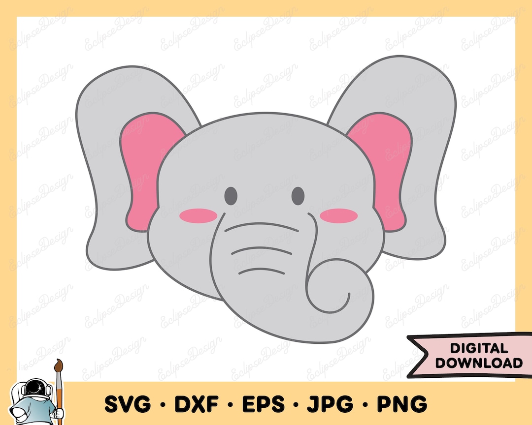Elephant Face SVG Elephant Clip Art Elephant Cut File Silhouette ...