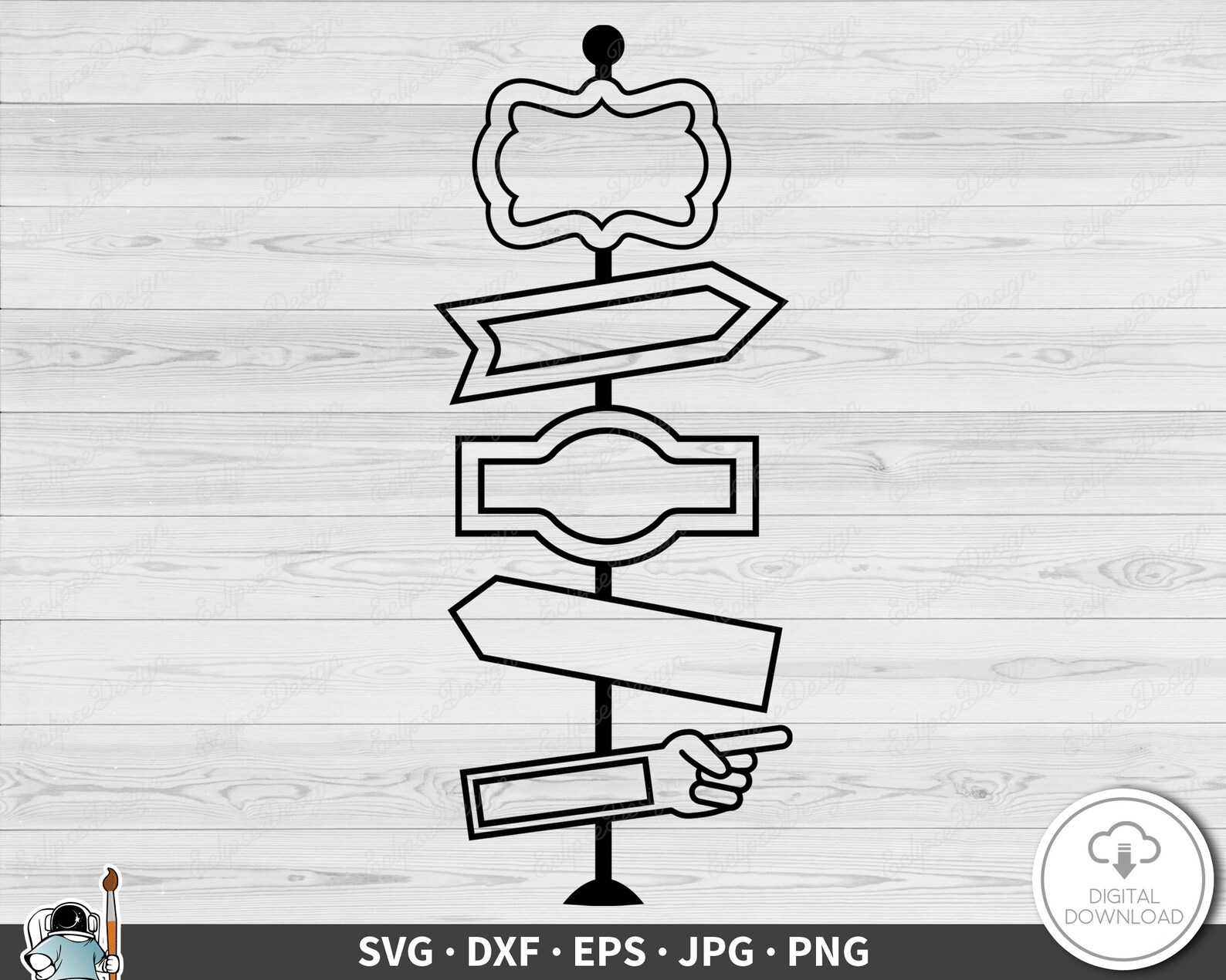 Sign Posts SVG Directions Clip Art Cut File Silhouette Dxf Eps Png Jpg ...