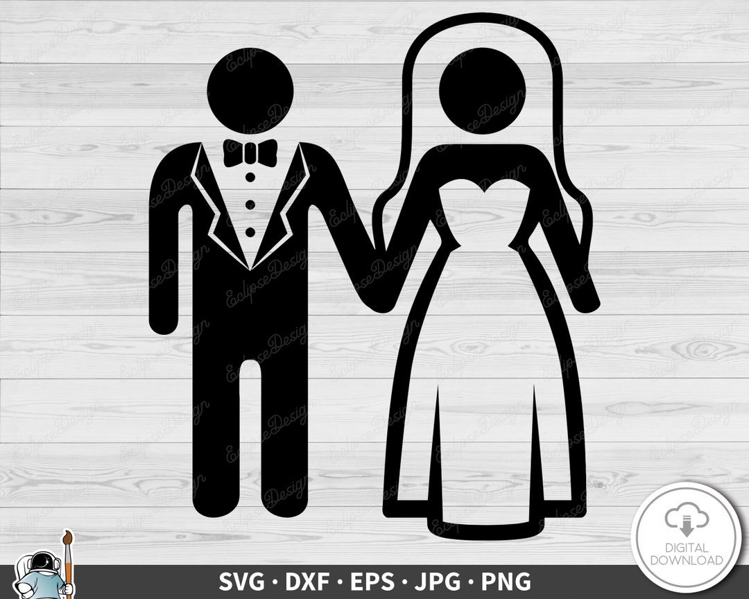 Wedding Topper SVG Bride and Groom Clip Art Cut File Silhouette Instant ...