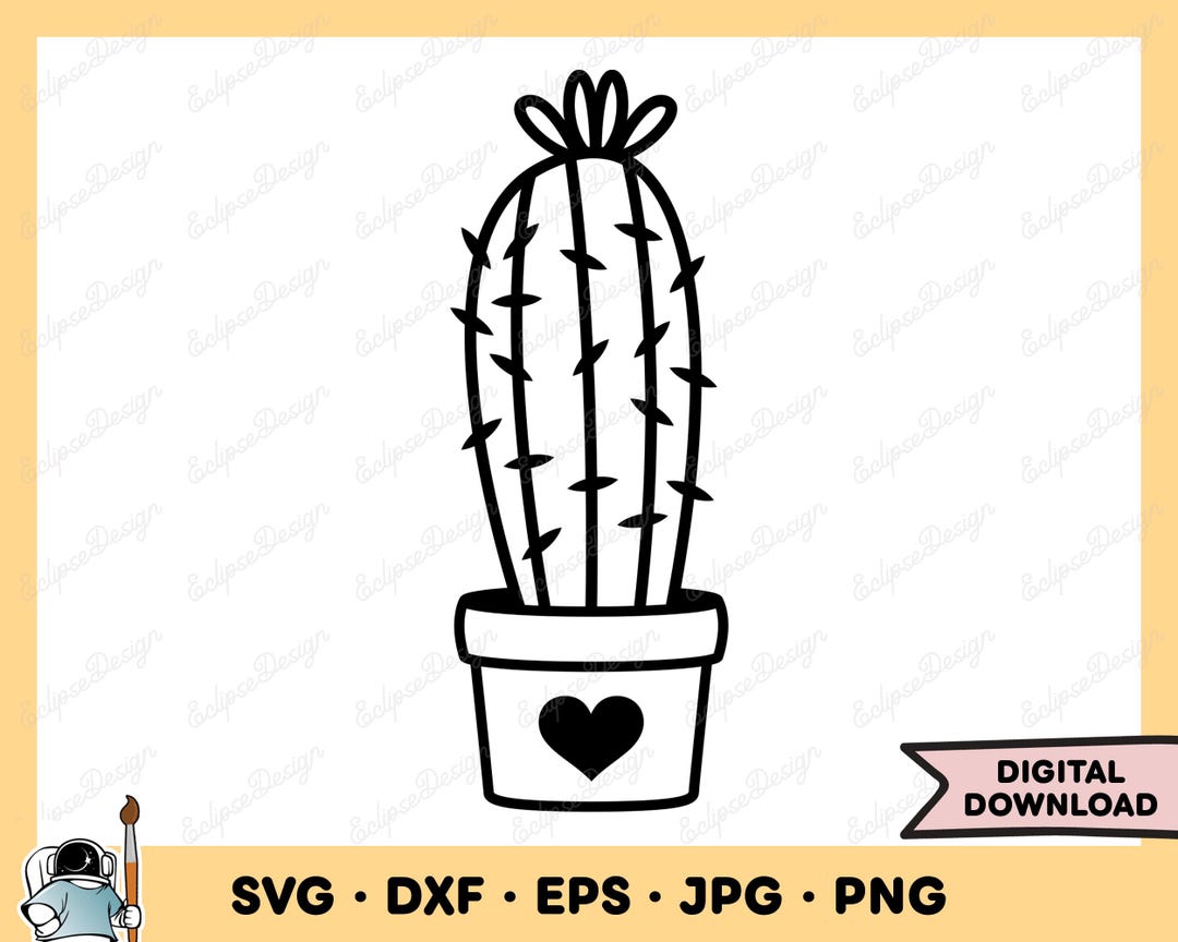 Cactus in Pot SVG Cactus Clip Art Cactus SVG Cut File Silhouette ...