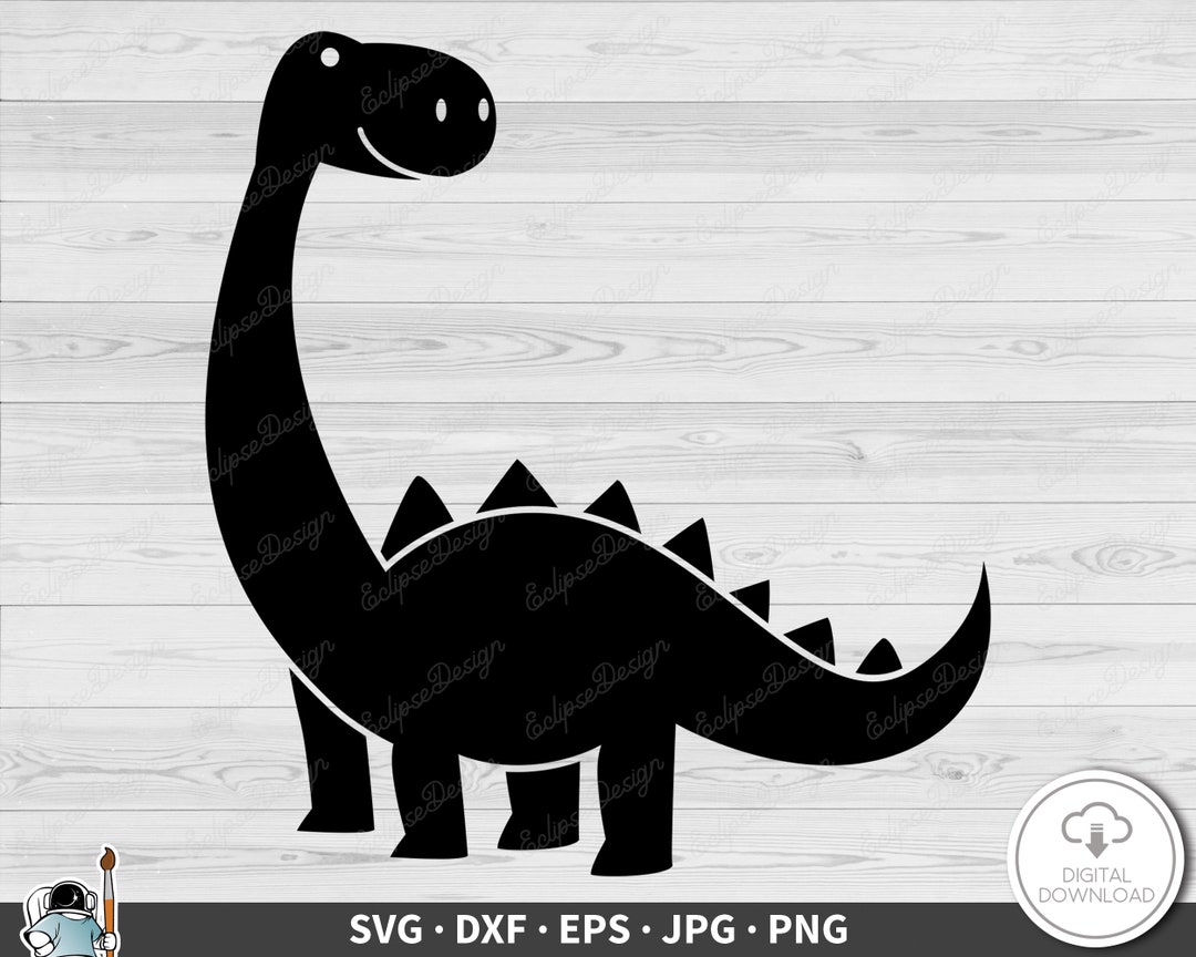 Dinosaur Brontosaurus SVG Clip Art Cut File Silhouette Instant Digital ...