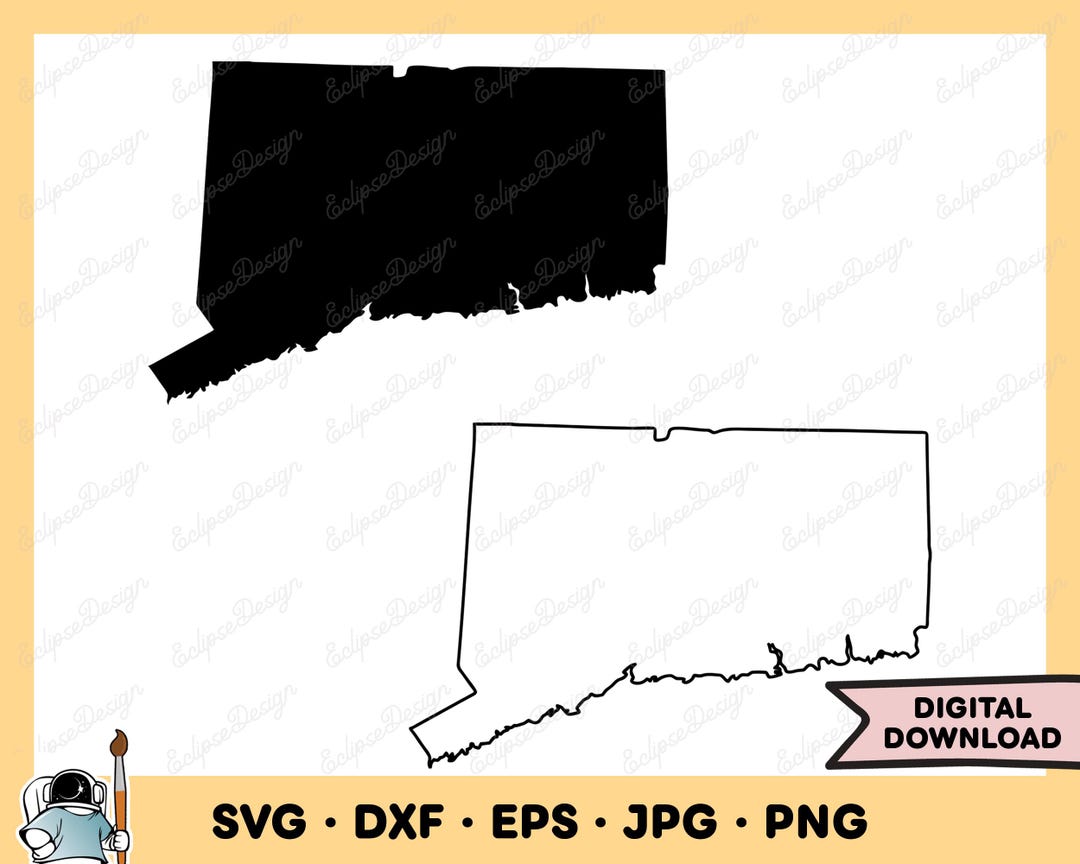 Connecticut SVG State Clip Art Connecticut Cut File Silhouette Instant ...