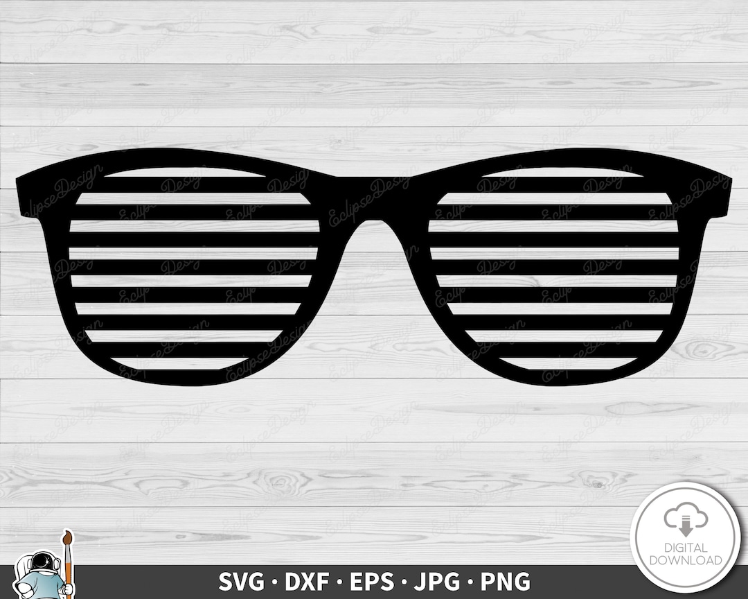 Striped Sunglasses SVG Clip Art Cut File Silhouette Instant Digital ...