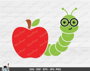 Bookworm Cut File | Etsy