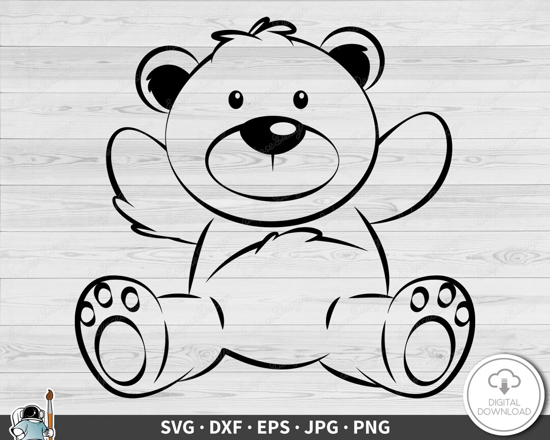 Teddy Bear SVG Stuffed Animal Clip Art Cut File Silhouette Instant ...