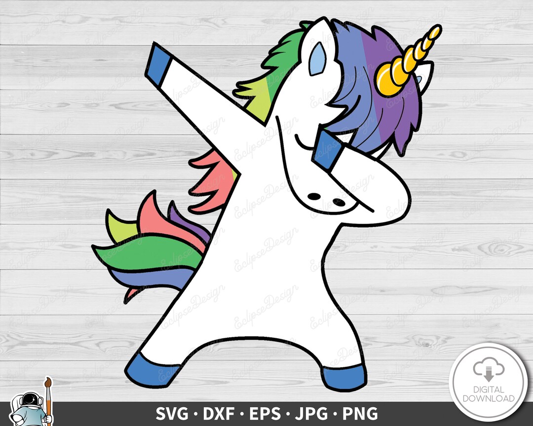 Blue Magical Dabbing Dancing Unicorn SVG Clip Art Cut File Silhouette ...