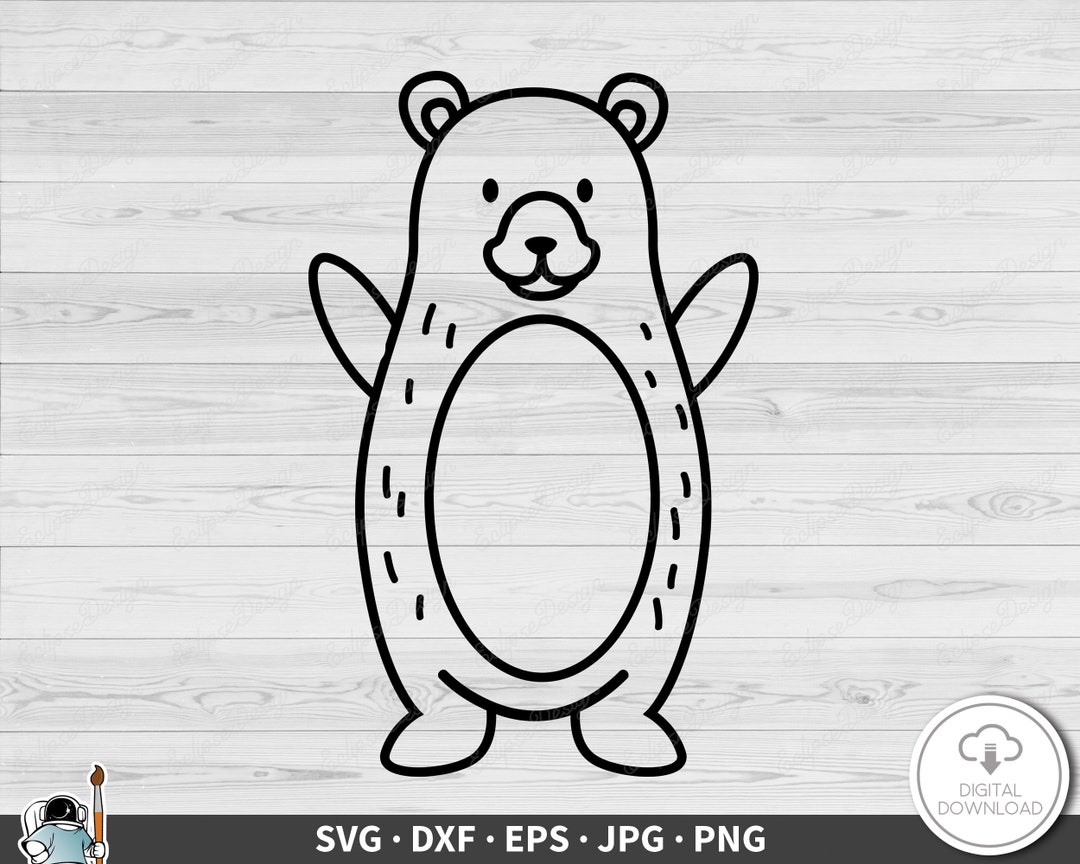 Lindo oso dibujado SVG Clip Art Cut File Silhouette dxf eps - Etsy México
