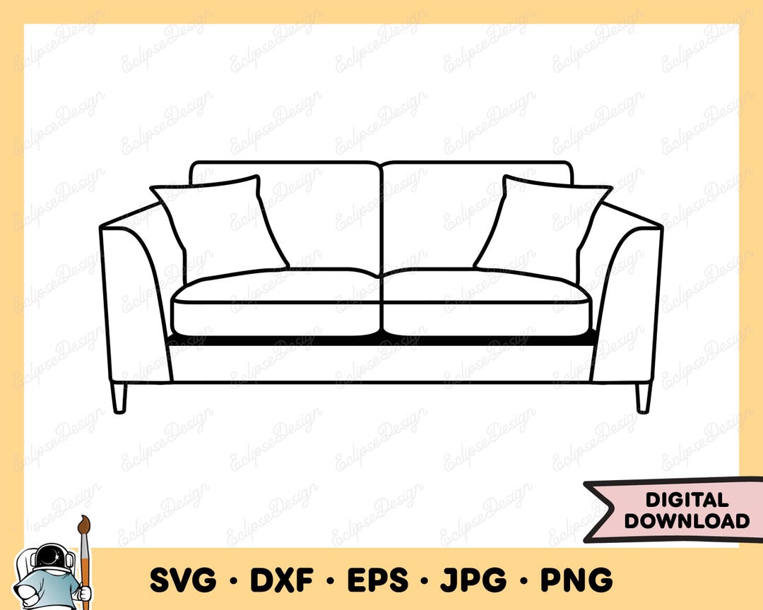 Couch Sofa SVG Couch Clip Art Couch Cut File Couch SVG Silhouette ...