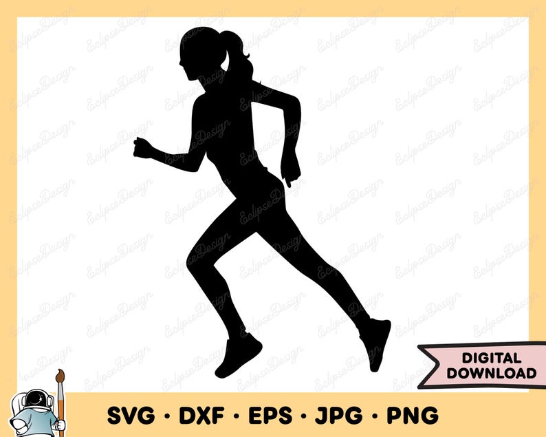Running Girl SVG Runner PNG Running Clip Art Cut File Silhouette ...